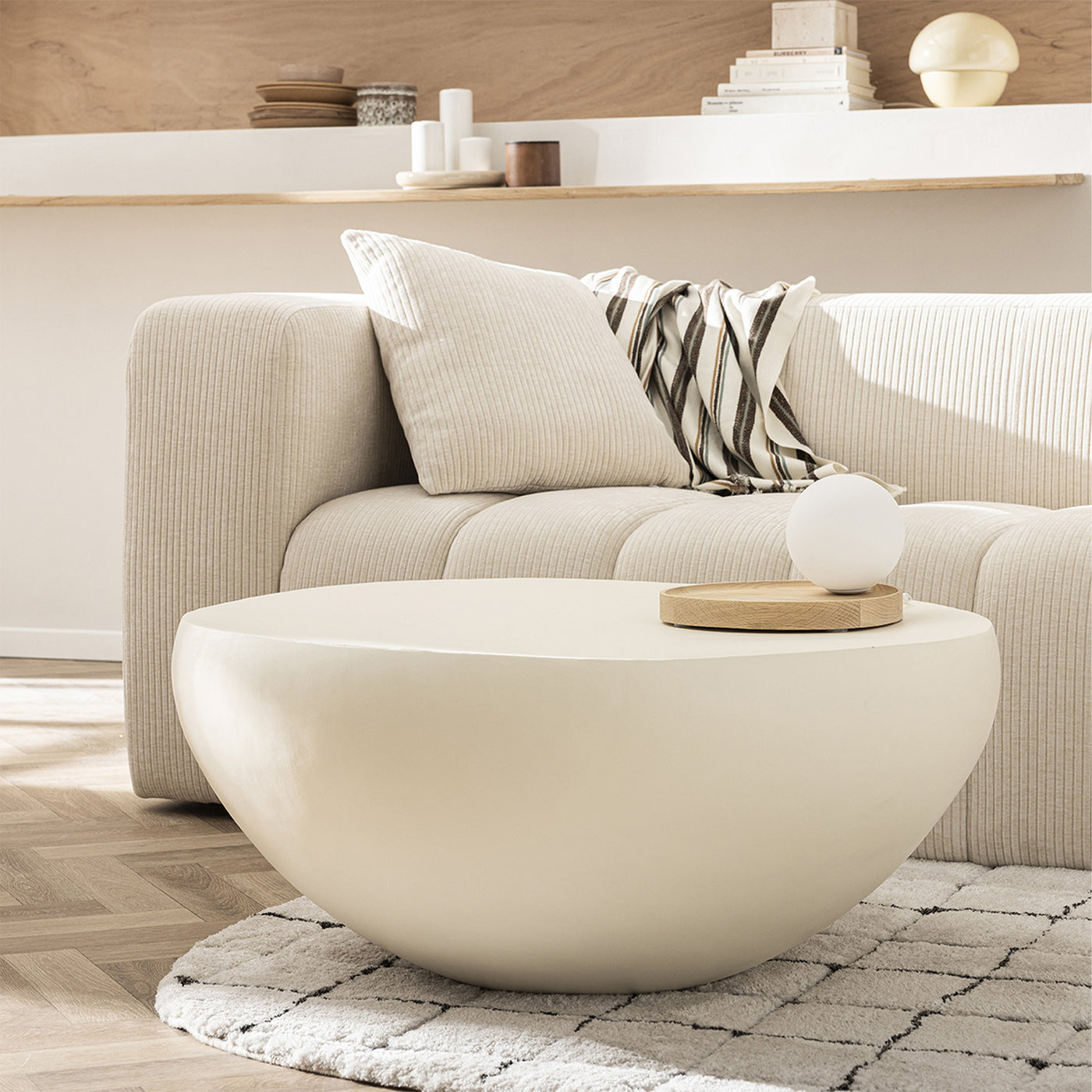 Table basse DRAWER Mineral ronde finition béton ø90cm – Bonne manière